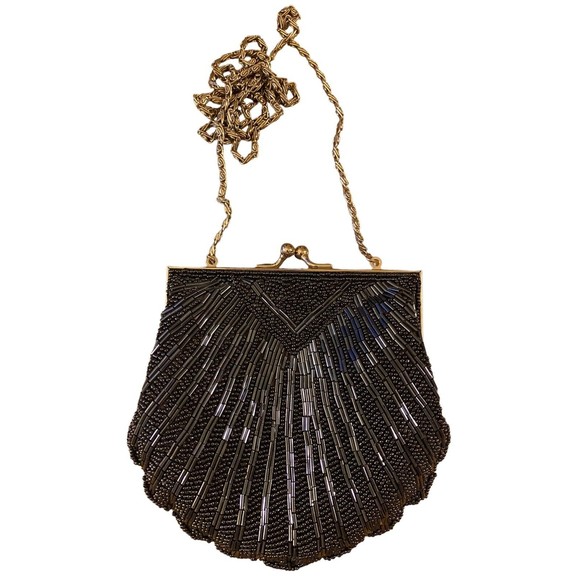 Valerie Stevens | Bags | Valerie Stevens Blue Beaded Clam Shell Evening ...